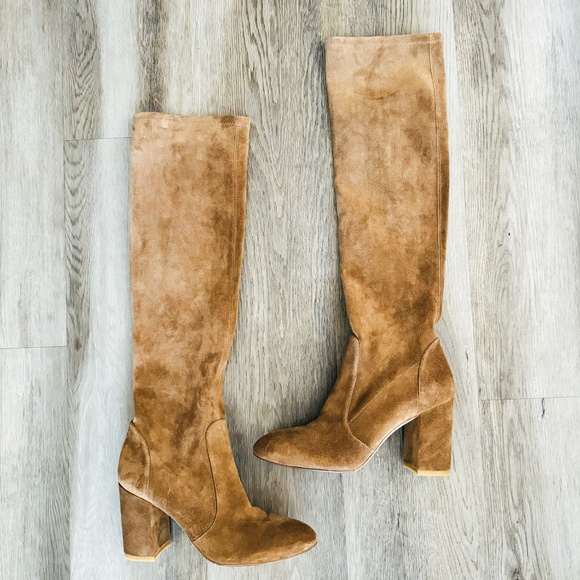 Stuart Weitzman | Shoes | New Stuart Weitzman Yuliana Camel Brown Suede Knee High Slouch Boots 9 ...
